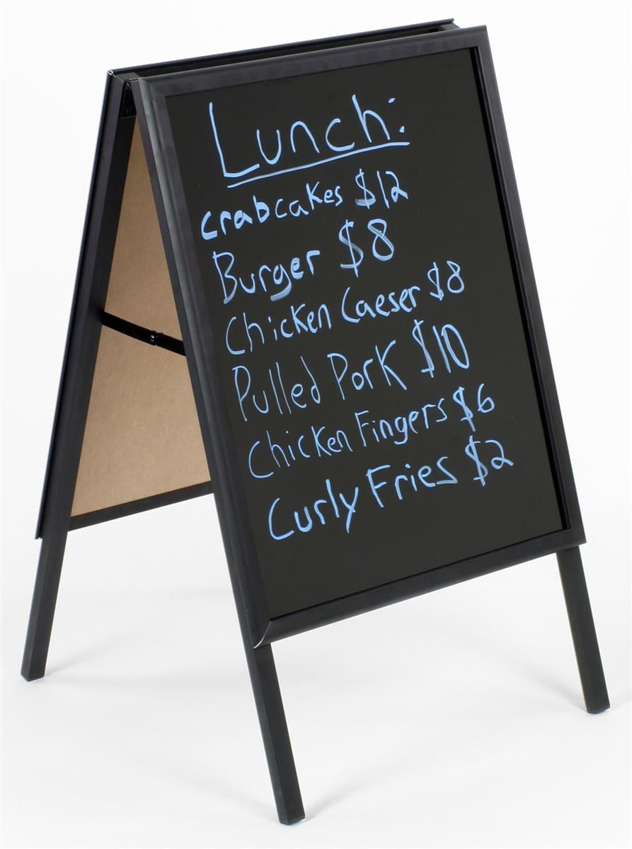 Menu Board Black Polish Aluminum A-Frame with 21-1/2”w x 27-1/2”h ...
