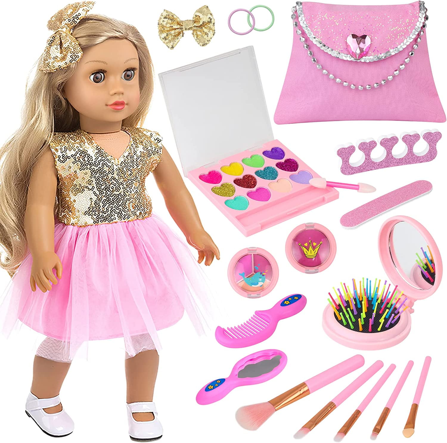 ZITA ELEMEN 18 Inch Girl Doll Accessories Clothes Makeup Set 19 Pcs ...