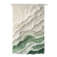 Abstract Green Sheer Curtains 63 Inch Long 1 Panel Beige Ocean Wave Oil ...