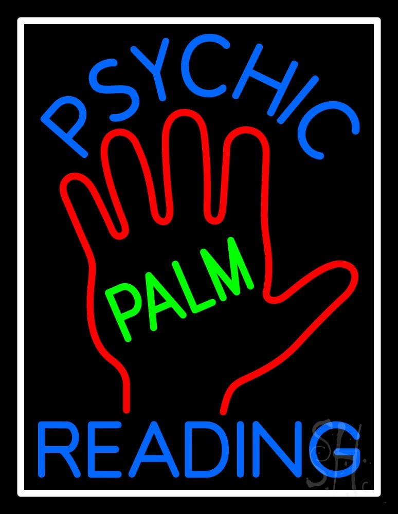 Blue Psychic Reading With Green Palm LED Neon Sign 19" Tall x 15" Wide ...