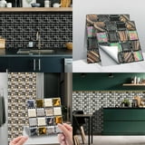 Fule 10xGlitter Self-Adhesive Kitchen Wall Tiles Bathroom Mosaic ...