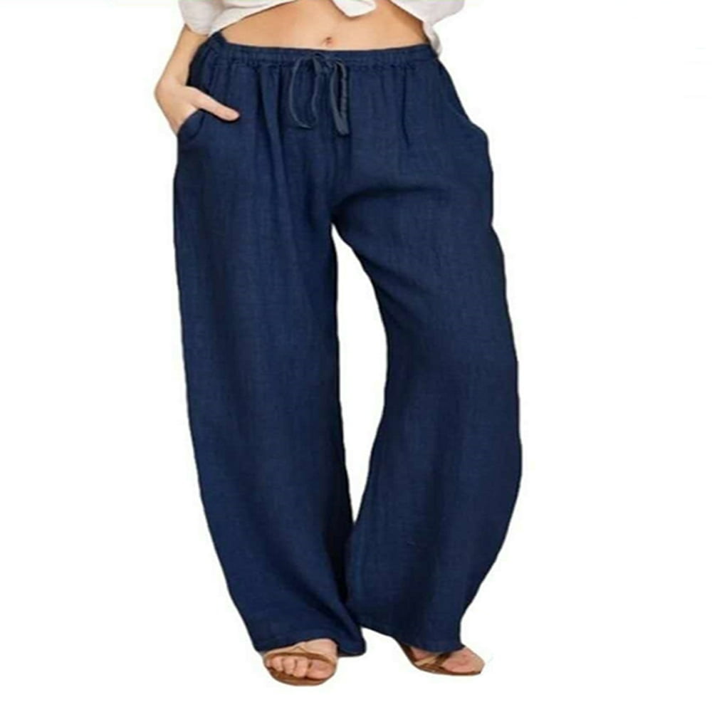 Click here for Qjuhung Women Casual Linen Palazzo Pants High Wais... prices
