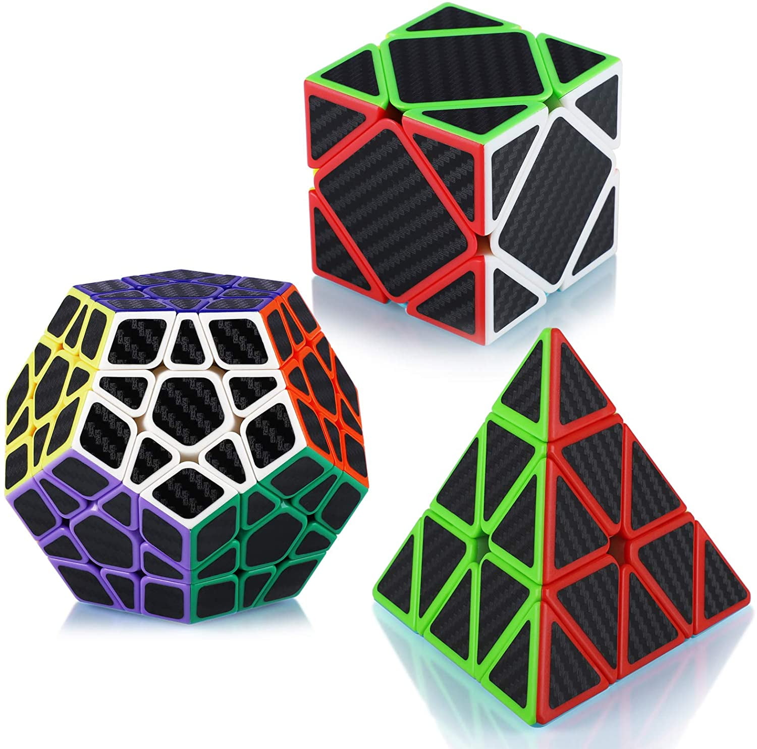 Rubik's Cube Gift Set Pyraminx + Megaminx + Skewb Speed Carbon Fiber ...