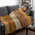 Flannel Throw Blanket for Couch Sofa Bed,Country Retro Wood Board Soft ...