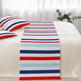 Bed Runner for Queen Size Bed, Blue Red Striped Decorative Beds Runners ...