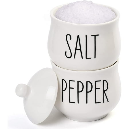 CPDD Salt and Pepper Bowls, 2 in 1, Stackable Ceramic Salt Cellar with ...