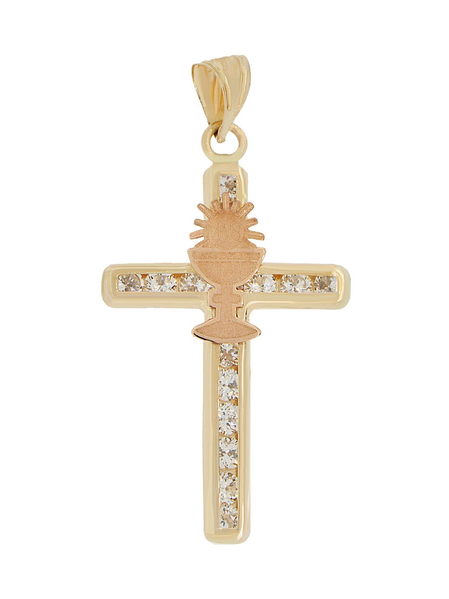 GiveMeGold - 14k Yellow & Rose Gold, Holy Grail Cup of Christ Cross ...