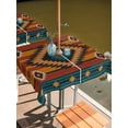 Aztec Tribe Square Outdoor Tablecloth with Umbrella Hole Rhombus ...