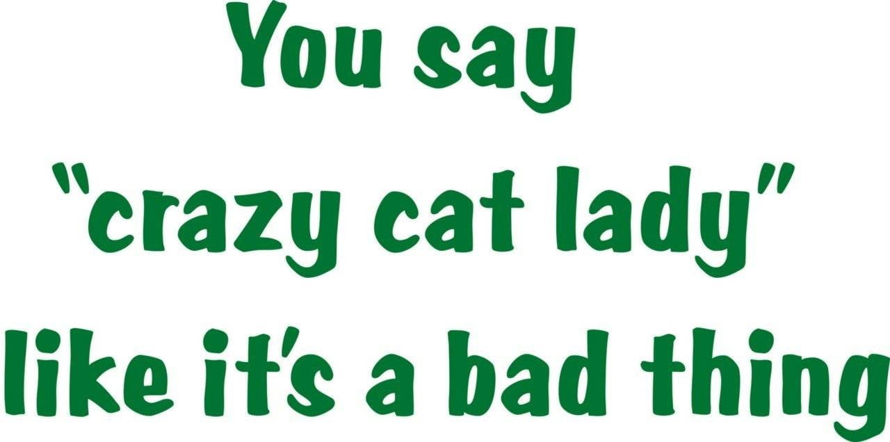 Girls Crazy Cat Lady Cute Animal Wall Decal Decoration Crazy Cat Lady ...