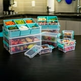 John Bead Joy Filled Storage Stackable Containers 2/Pkg-Clear/Turquoise ...
