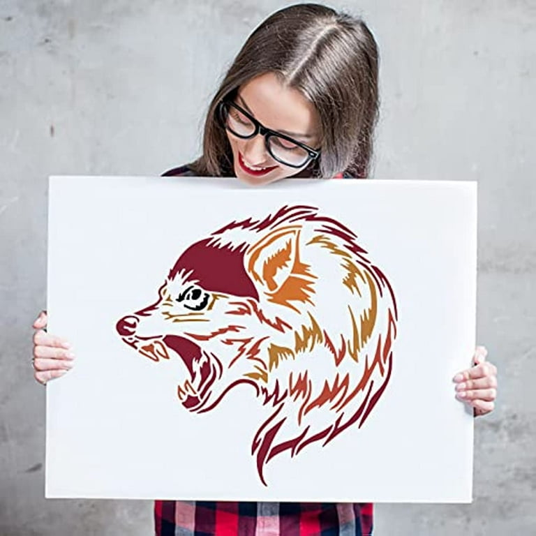 Howling Wolf Head Stencil