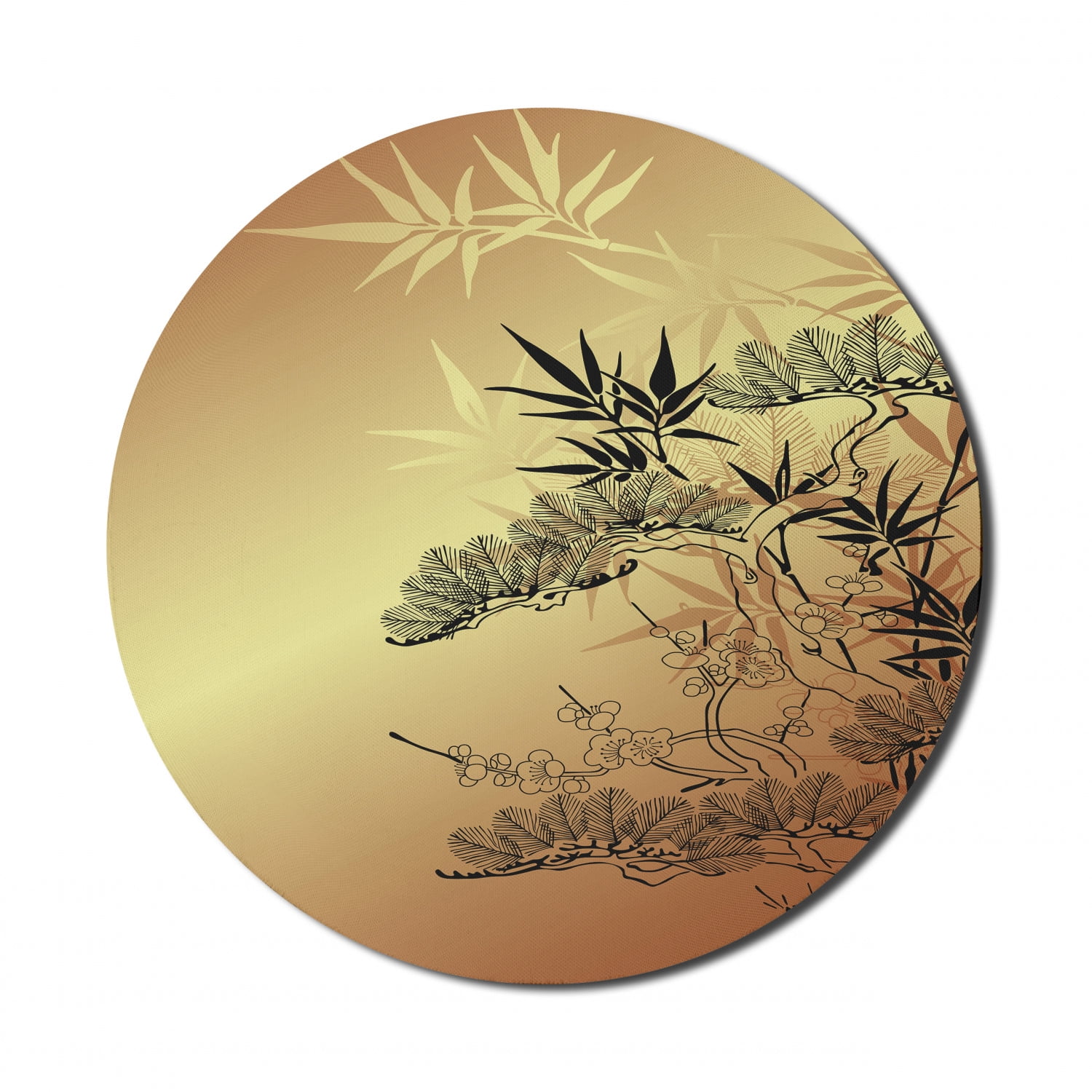 Japanese Mouse Pad for Computers, Branches and Bamboo Motifs with Showy ...