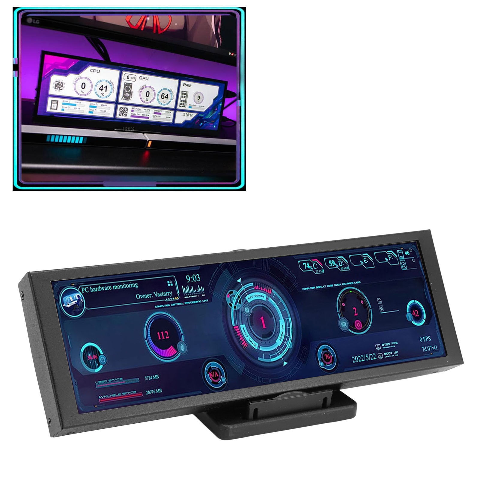 Monitor de CPU de PC ANGGREK monitor de Computadora pantalla IPS 7,9 ...