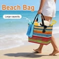 Colorful Stripes Beach Bag for Women, Large Breathable Mesh Beach Tote ...