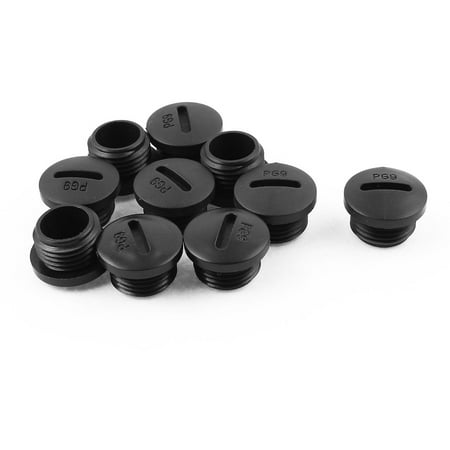 10pcs PG9 Black Nylon Insert Blanking Plug Cap End Threaded M15 x 8mm ...