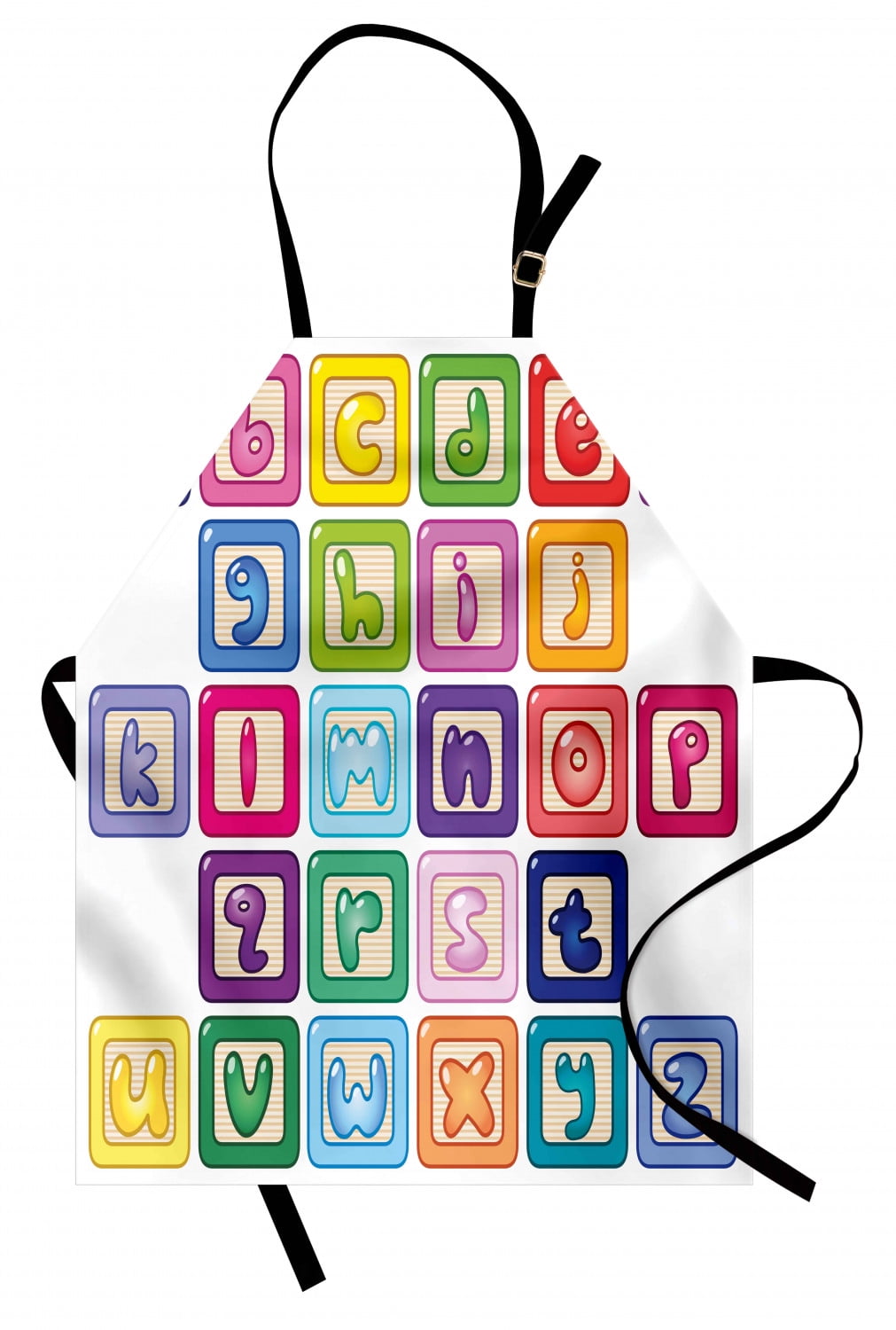 Educational Apron Colorful Lower Case Alphabet Blocks Cute Kids Font ...