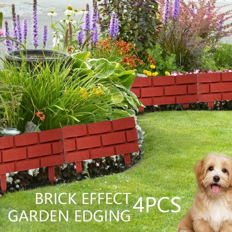 Plastic Yard Brick Border NEW 4 PCS BRICK STONE LAWN & GARDEN FLEXIBLE