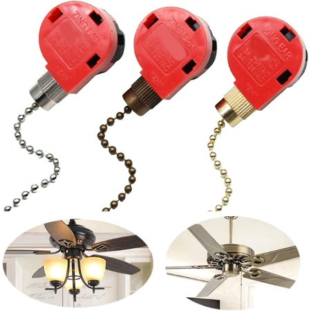 Xizioo 3 Pcs Ceiling Fan Switch 3 Speed 4 Wire Ze-268s1 Chain Switch ...