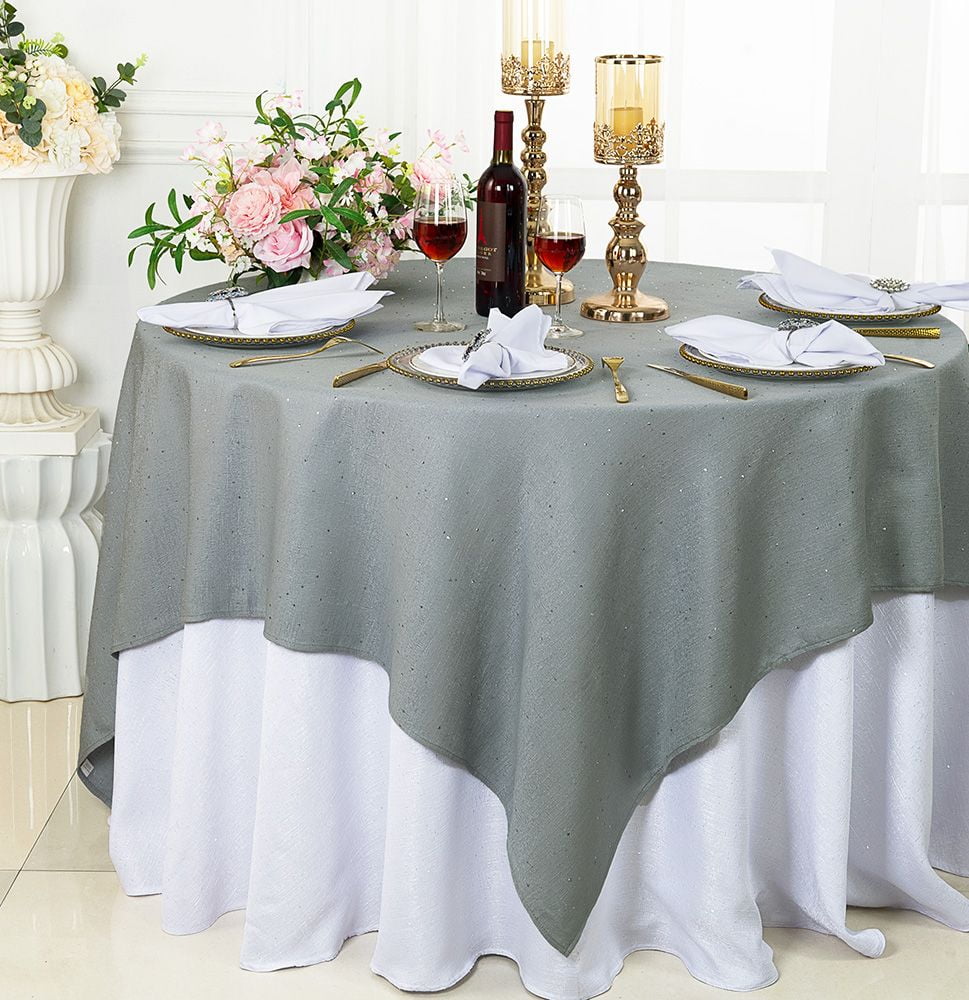 Wedding Linens Inc. 72'' x 72'' Square Sequins Paillette Burlap/Flax ...