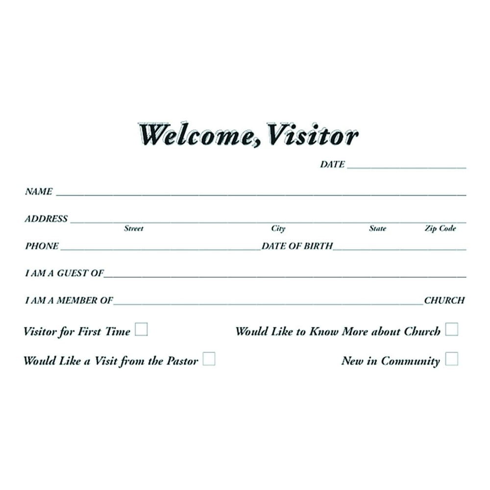 Welcome Visitor Card (Pkg of 50) (Other) - Walmart.com - Walmart.com