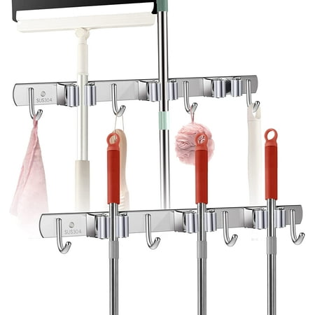 2 Pack Mop and Broom Holder Wall Mount, broom and mop organizer wall ...