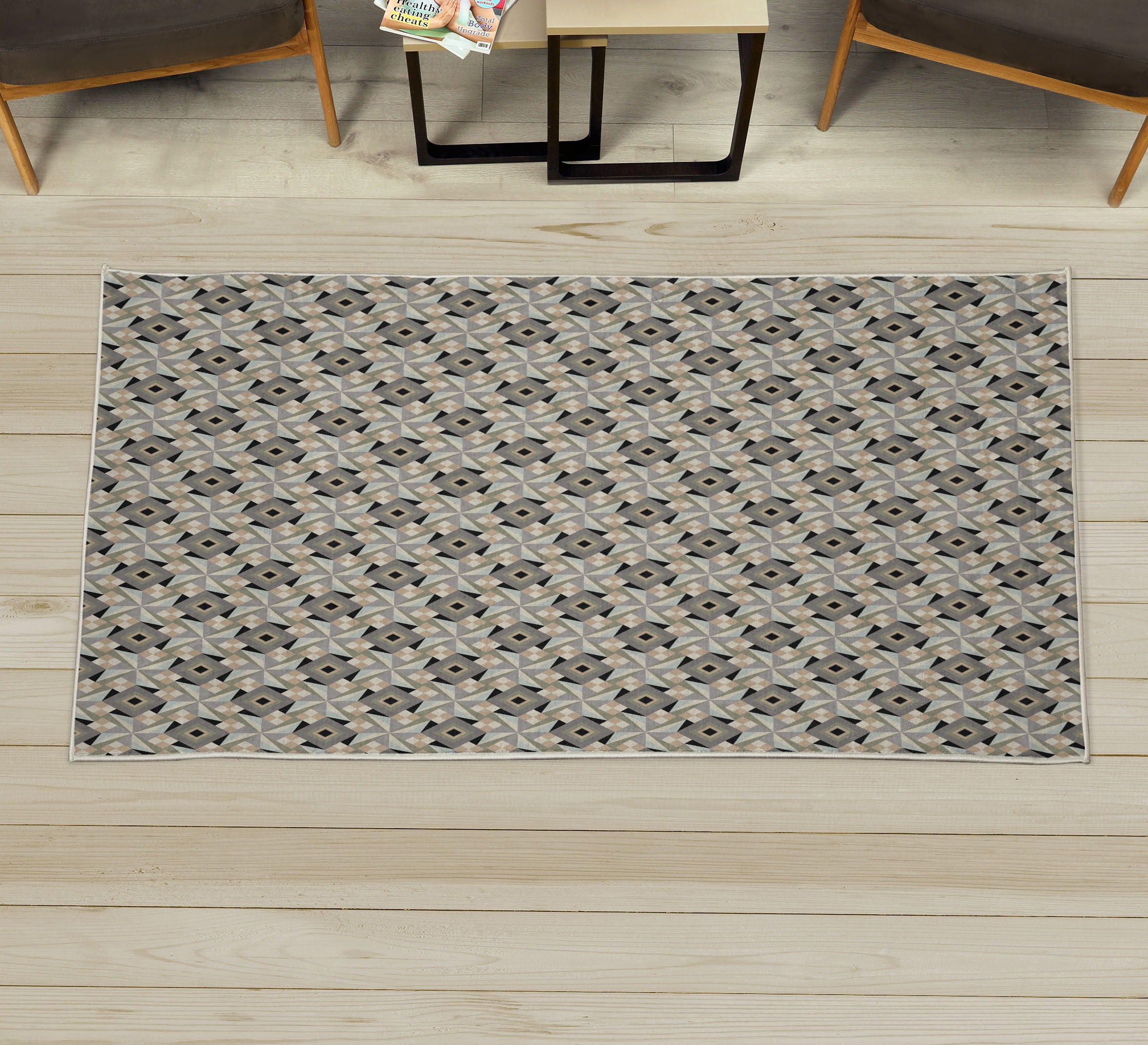 Modern Decorative Rug, Retro 60s 70s Vintage Geometrical Rounds ...