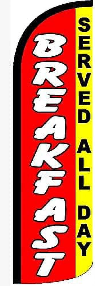 BREAKFAST ALL DAY - Windless Swooper Flag Feather Banner Sign 3X11.5 Ft ...