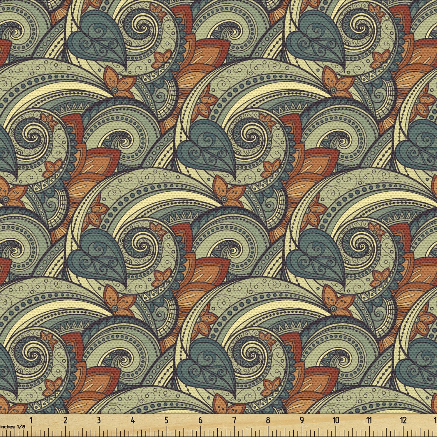 Ethnic Fabric by The Yard, Pattern in Contrast Vivid Tones Mystical ...