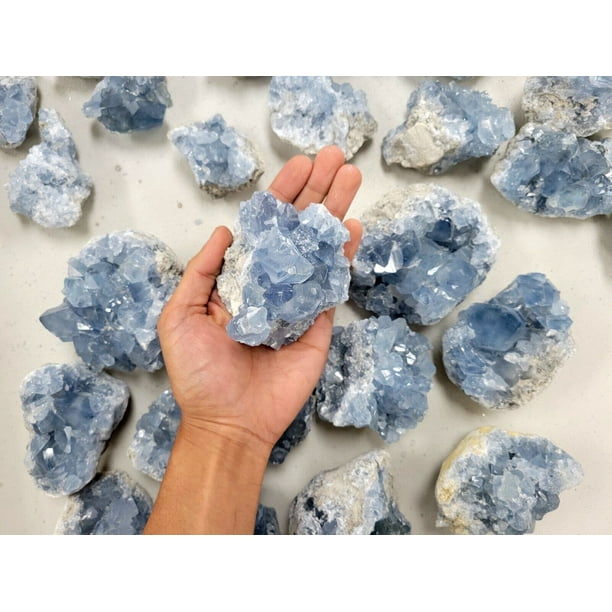 Raw Celestite Clusters Blue Healing Crystals Celestine Geodes from Madagascar - Walmart.com