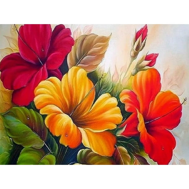 Cuadros Decorativos Kits de pintura al óleo por números Flor DIY Color ...