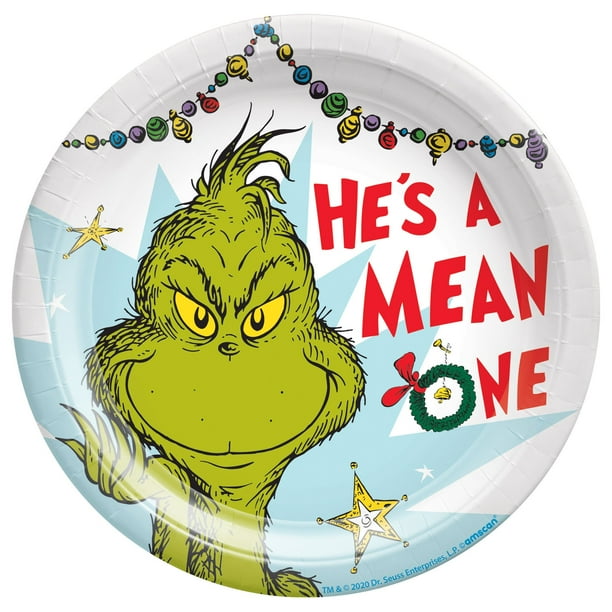 Dr. Seuss GRINCH PLATES Christmas Party Decorations Grinchmas He's a ...