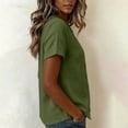 Crew Neck Top, Women Solid Cross Neck Short Sleeve Loose Irregular Hem ...