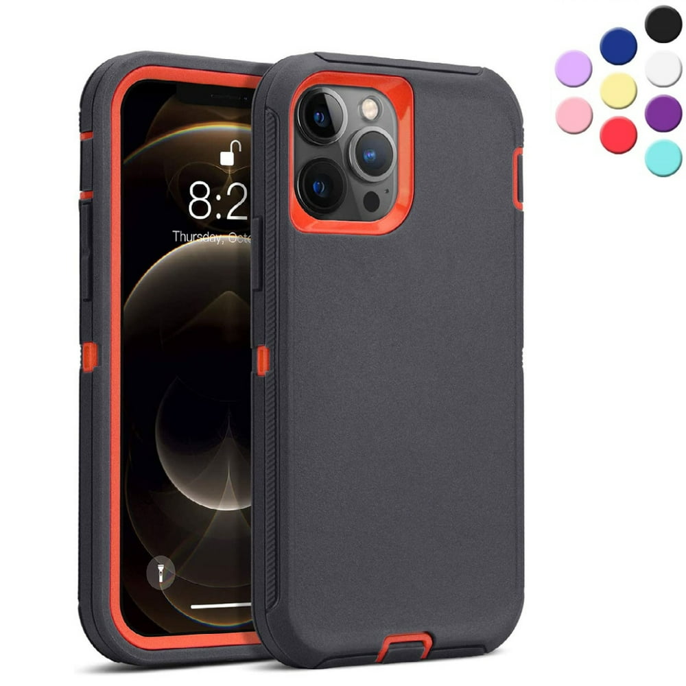 Iphone 12 Pro Max Heavy Duty Defender Case Orange {3 Layer Shock