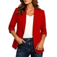 FAVIPT Suit Coat for Women Ruched 3/4 Sleeve Solid Lapel Suit Jackets ...
