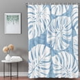 Blue Leaf Shower Curtain Set with Hooks, Tropical Country Nautical ...