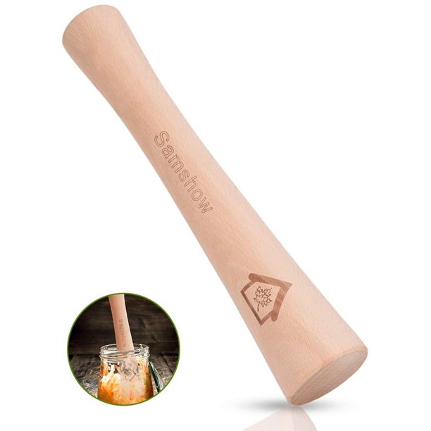 Sauerkraut Pounder for Mason Jars - 12" Wooden Tamper and Vegetable ...