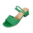 GERsome Heels Sandals for Women Open Toe Knit Chunky Low Block Heels ...