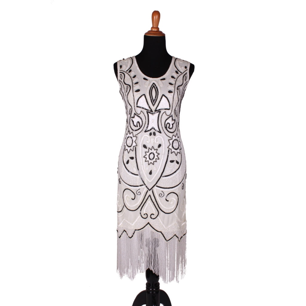Beaded Flapper Dress, Beige - Extra Large - Walmart.com