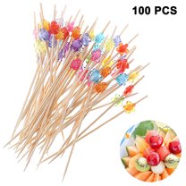 Bamboo Skewers 100PCS Food Appetizer Toothpicks Paddle Bamboo Wood ...