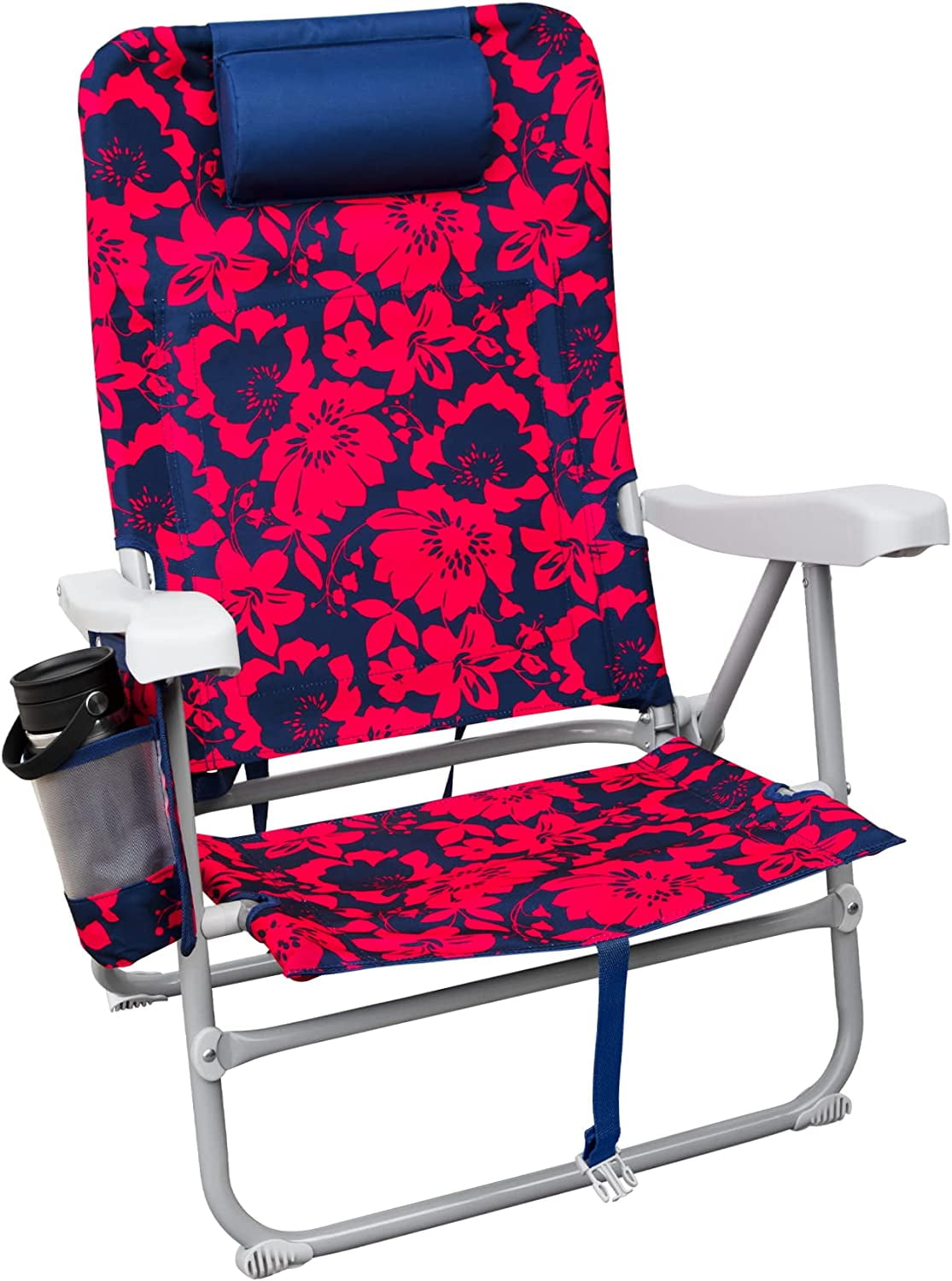 Hurley Standard Backpack Beach Chair (Steel), Knockout Floral, Navy - Walmart.com
