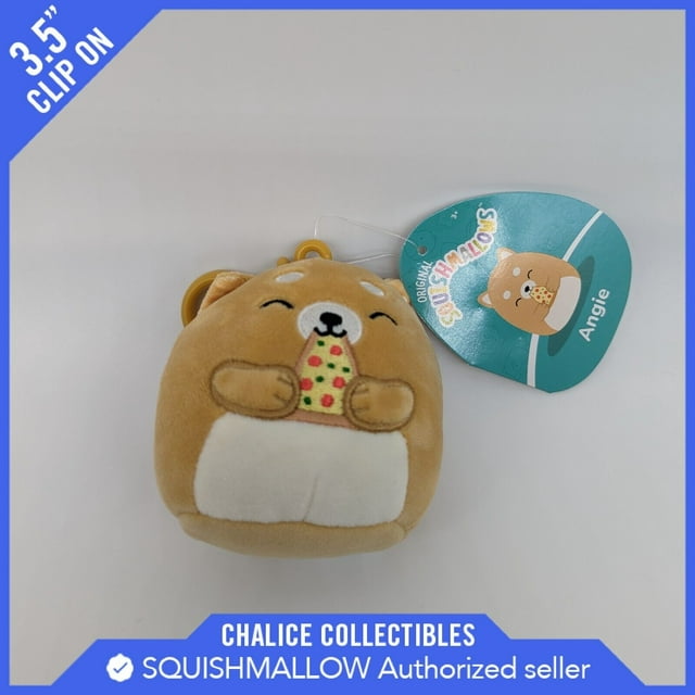 Squishmallows Kellytoy Plush Food Angie with Pizza Clip On Keychain 3.5 ...