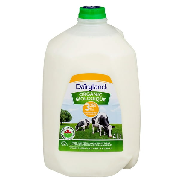 Dairyland 3.25% M.F. Organic Milk, 4L jug, 4 L - Walmart.ca