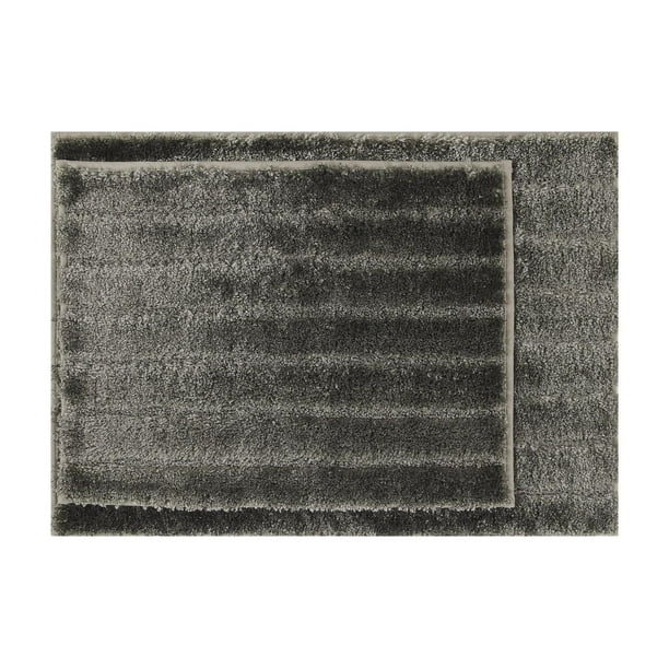 Mainstays Gray Platinum Tufted Stripe 2 Piece Bath Rug Set, 100% ...