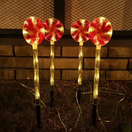 Solar Led Candy Cane Pathway Lamp 8 Modes Outdoor Lollipop Lights For ...