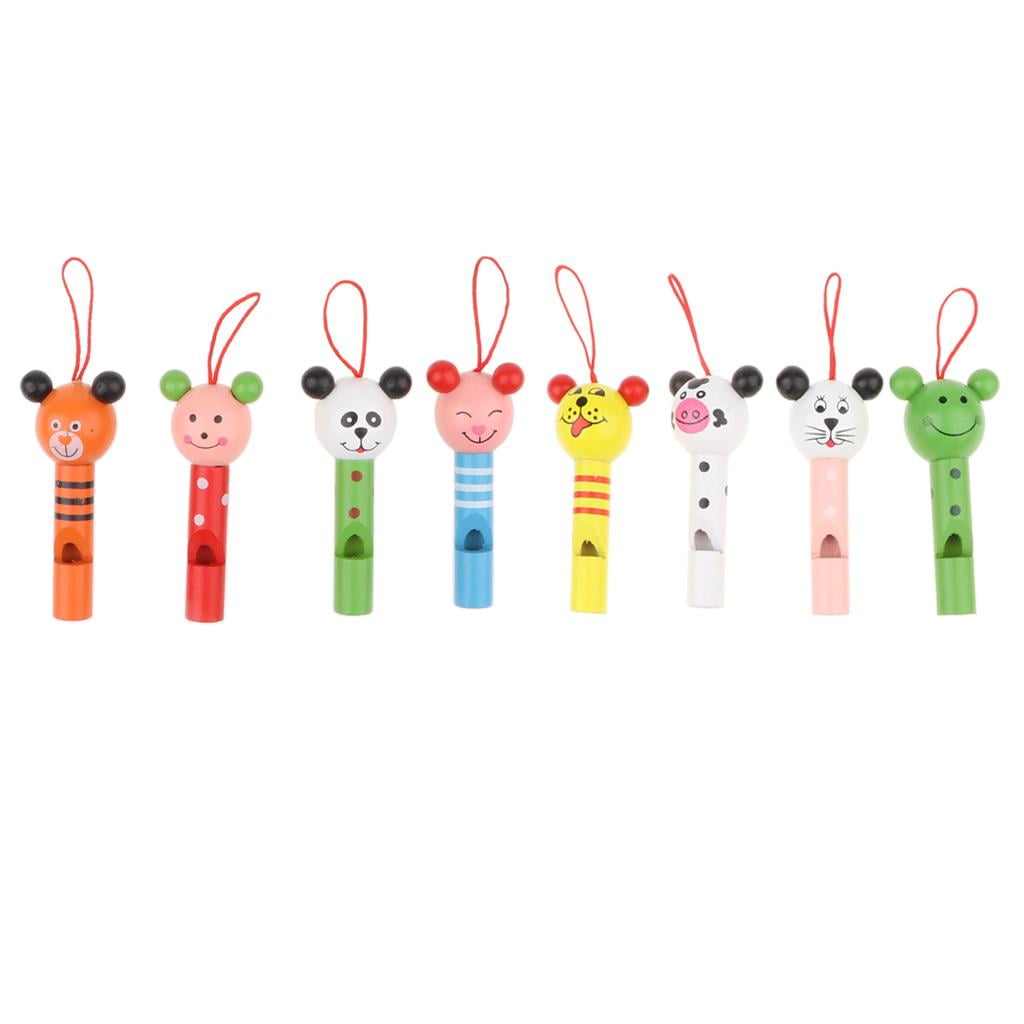 8 PCS Wooden Whistles Flute Trumpet Musical Instrument Sounding Toys ...