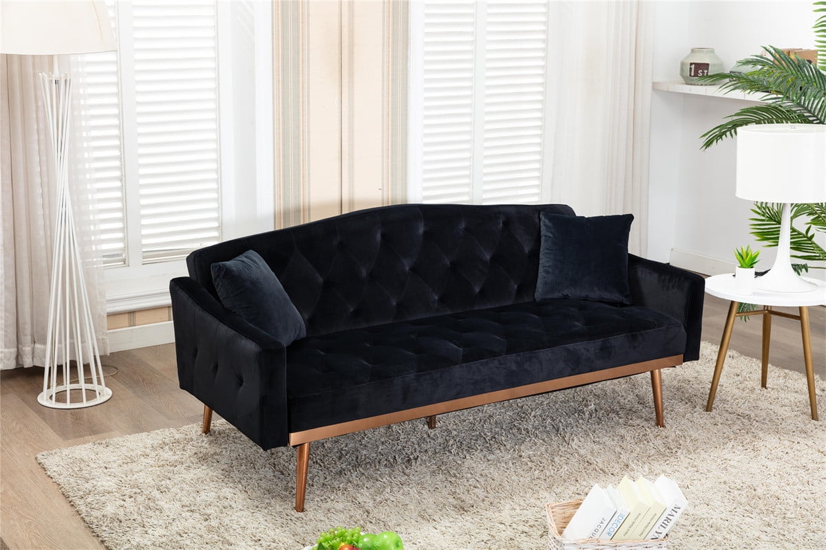 65.35'' Velvet Sofa, Accent Sofa Loveseat Sofa with Stainless Feet & 2 ...