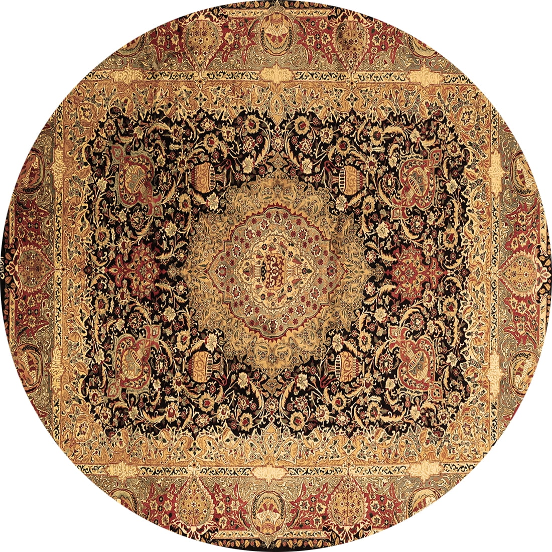 Ahgly Company Indoor Round Persian Brown Traditional Area Rugs, 8 ...