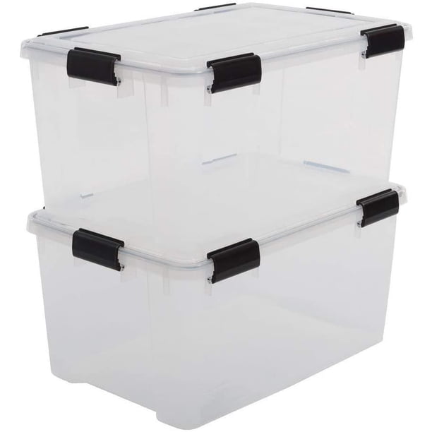 IRIS OHYAMA, Air tight plastic storage box with lid and closing clips ...