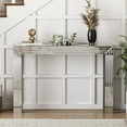 SHYFOY Silver Contemporary Fancy Glass Console Table with Line Design ...