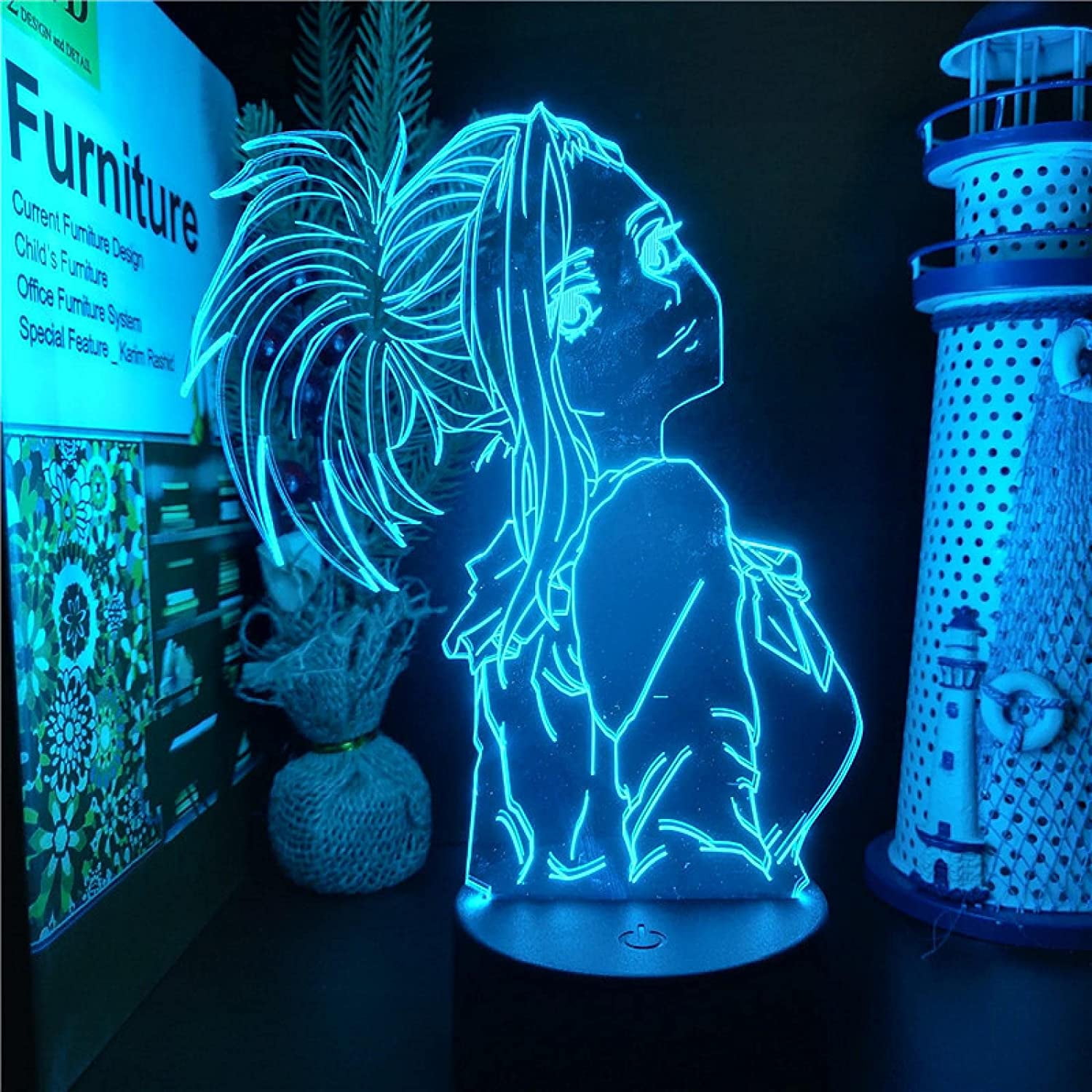 Buy 3D Night Light My Hero Academia Lamp Yaoyorozu Momo Anime Figure ...
